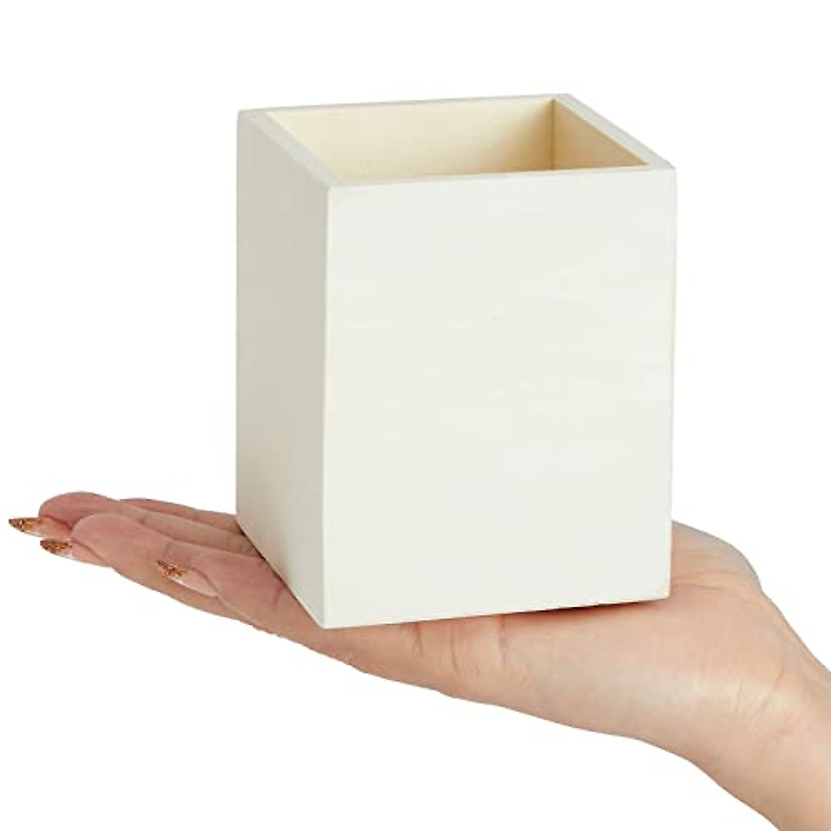 3-Pack Unfinished Wood Pencil Holder Cups for Office Supplies, Wooden Pen Organizer for Desk Organization, Classroom, Home, Accessories Storage, Arts and Crafts (3x3.5 in)