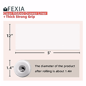 FEXIA Shelf Liner for Kitchen Cabinets, 12 Inch x 25 FT, Non Adhesive Drawer Liner, Refrigerator Liners, Washable Oil-Proof Fridge Pads Shelves Drawer, Cabinet Mat for Shelves (Clear)
