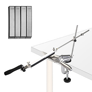 Knife Sharpener Tool Pro RX-008, 360° Rotation Flip Design, Fixed-Angle Slicker Edge Sharpener with 4 Diamond Sharpening Plates,240/400/600/1000