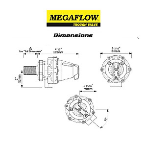 Jobe Valves Megaflow Valve with Short Tail, 1", Yellow/Black(Does NOT include Nut and Washer)