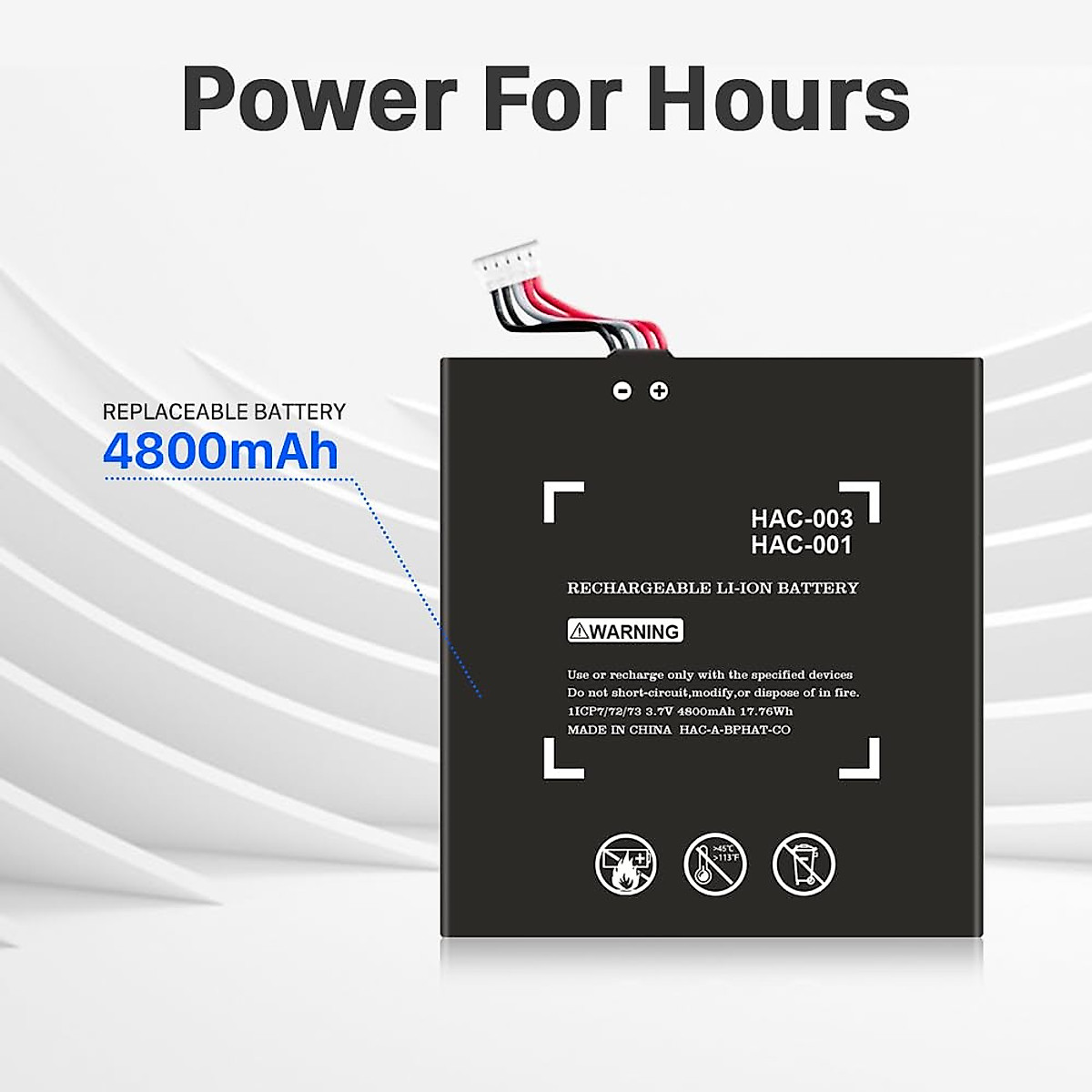 HAC-003 Battery, Upgraded 4800mAh Replacement Battery for Nintendo Switch 2017 Game Console HAC-001 HAC-A-BPHAT-C0 HAC-S-JP Internal Battery