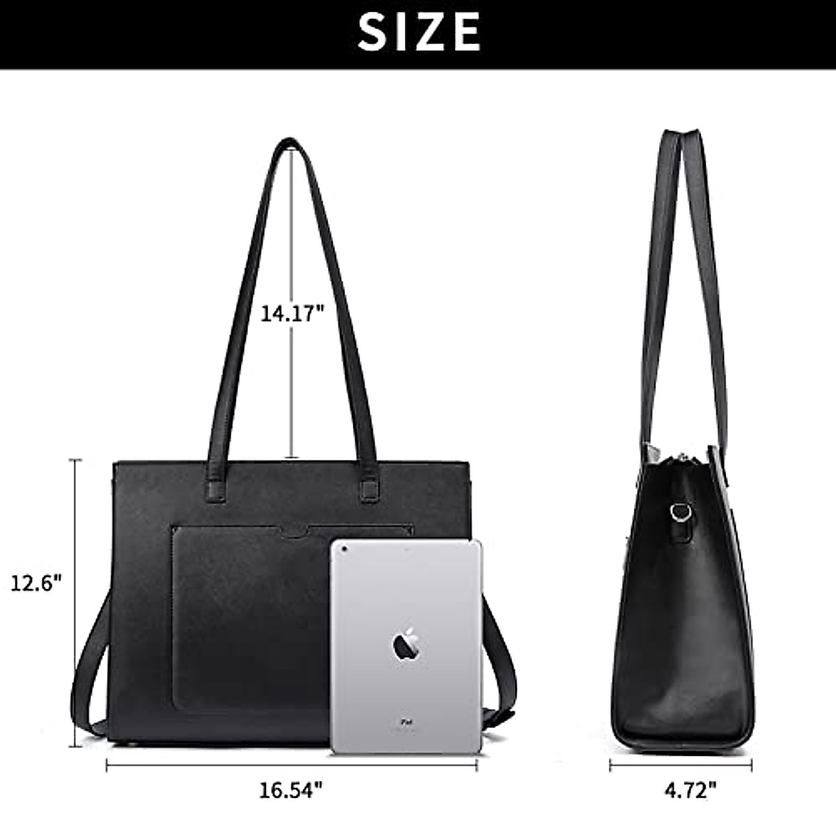 BROMEN Laptop Tote Bag 15.6 inch Briefcases for Women Stylish Business Office Work Tote Bag black