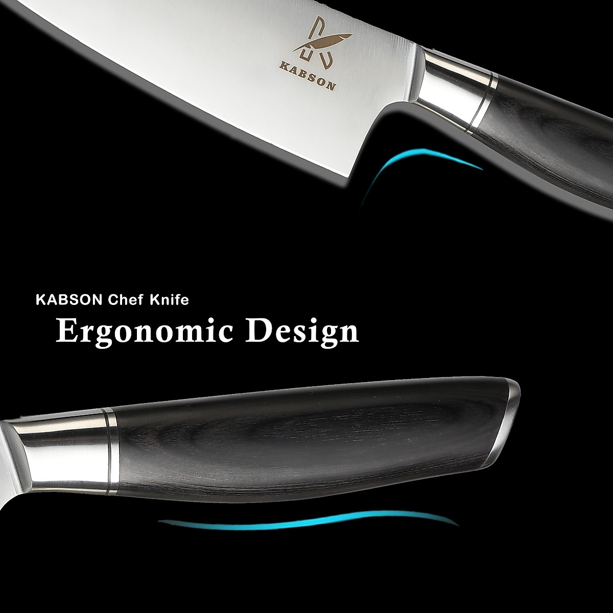 Kabson German Chef Knife Gift Box - 8'' Chef's Knives High Carbon Steel Paring Knife, With Ergonomic Handles, Professional Multipurpose Kitchen Knife with Sharpener and Finger Guard