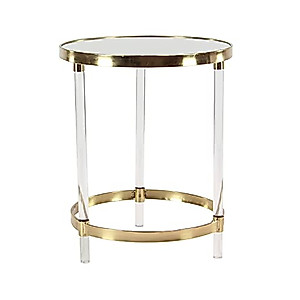 Deco 79 Acrylic Round Accent Table with Mirrored Top and Acrylic Legs, 19" x 19" x 23", Gold