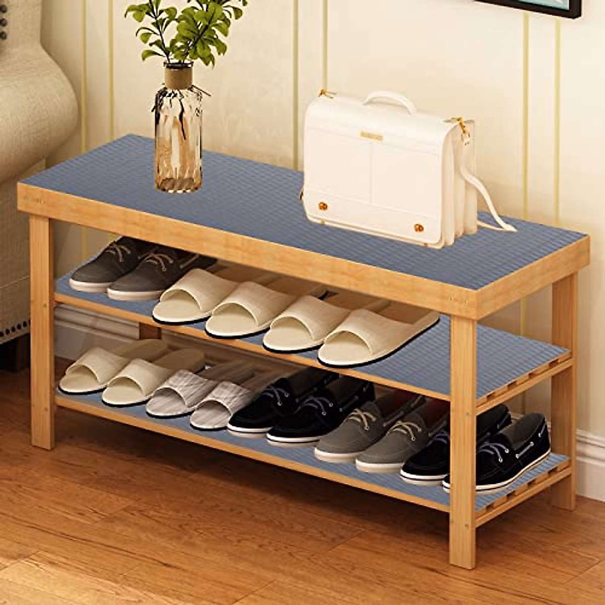 HOMPAL Cabinet Shelf Liner, Drawer Liner, Kitchen Cabinet Liners for Shelves, Non-Slip Wire Shelf Liner Plastic Pad Cabinet Mat Drawer Liners for Kitchen, Fridge, Storage(17.5" x 59" x 3 Rolls)-Grey