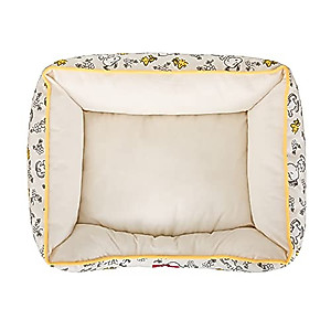 Peanuts for Pets Snoopy & Woodstock Cuddler Dog Bed in Beige | Elevated Dog Bed With Raised Rim | Plush and Comfortable Machine Washable Dog Bed for All Dogs, 24" x 19" x 8"