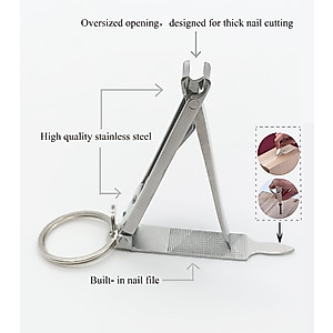 Ginalaia Stainless Steel Portable Nail Cutter，German Keychain Nail Clipper with File for Man and Women, Ultra Thin Flat Nail Clipper Perfect Use for Traveling、 Home 、 Office (Small, 1)
