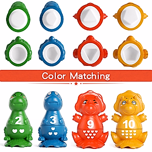 Snap-n-Learn Matching Dinosaurs, Toddler Stacking Sorting Toys, Educational Preschool Counting Dinos Learning Building Toy, Fine Motor Skills Learning Game Gifts for 18 Months 2 3 4 Year Old Boys Girl