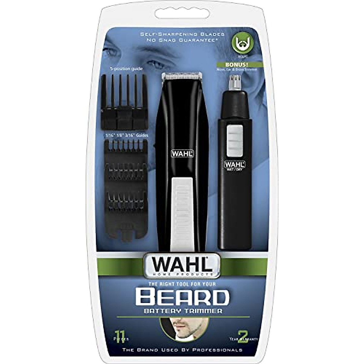 Wahl Cordless Beard Trimmer w/ Ear/Nose/Brow Trimmer