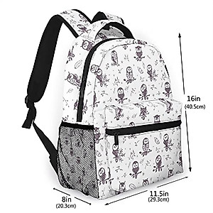 Student Backpacks 15.6 Inch Laptop Owl Tree Branches Print Student School Book Bag Travel Hiking Camping Daypack