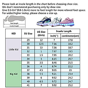 RESLIDE Light Up Roller Shoes for Girls Boys Double-Rows 4 Small Wheels Skate Sneakers Sneakers Outdoor Slip On Kids Sneakers for Children Kids Gift(13 US=31 CN,White Mesh)