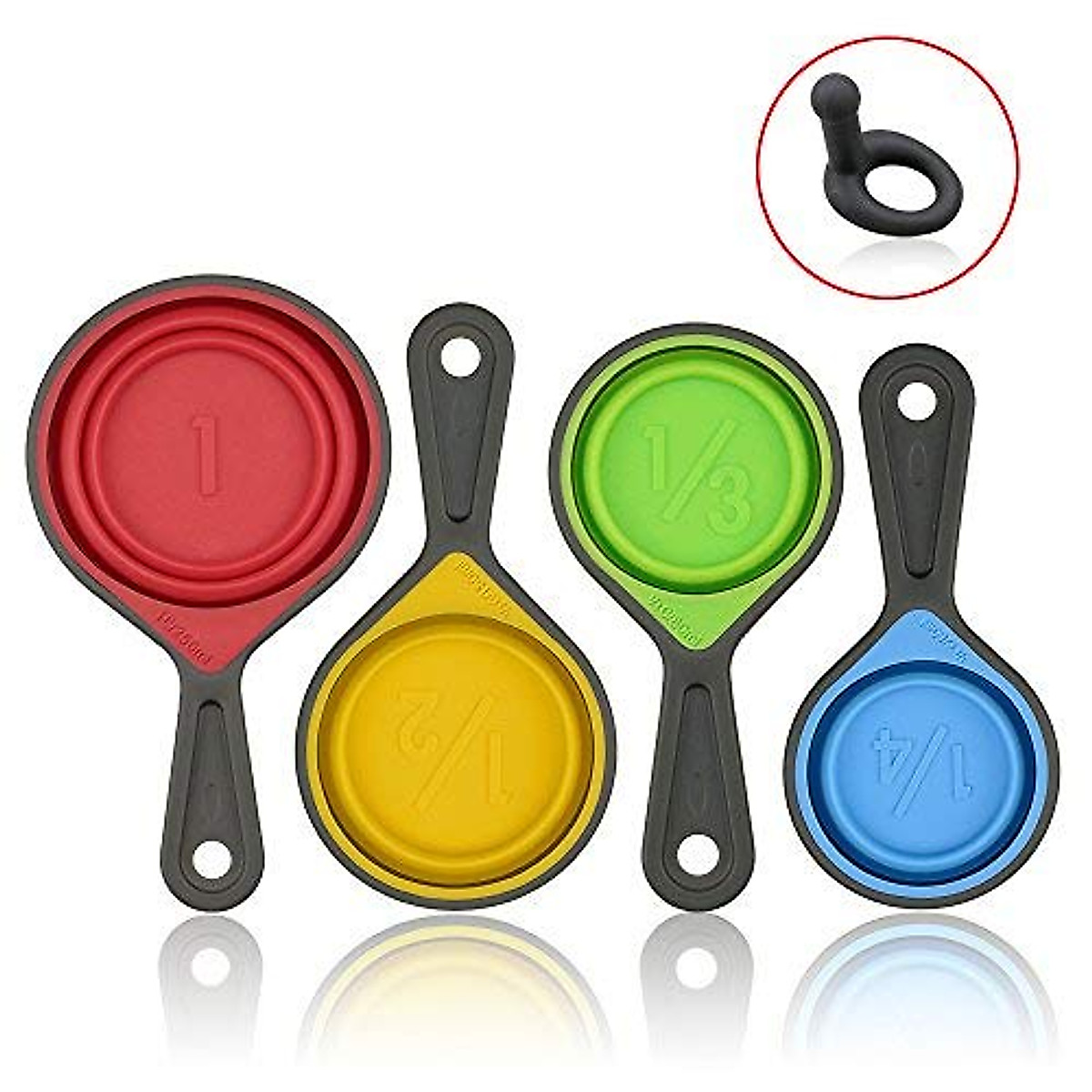 Measuring Cups and Spoons set, Collapsible Measuring Cups, 8 piece Measuring Tool Engraved Metric/US Markings for Liquid & Dry Measuring, Space Saving, BPA Free Silicone, Colorful