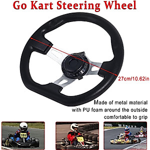 Go Kart Brake and Throttle Pedals with Steering Wheels,71" Cable with Return Springs Kit with Gloves, Kart Accessories for 196cc 6.5hp Road Rocket Carter Kart Vintage Cart Racing Drift Trike