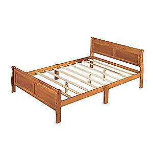 Harper & Bright Designs Full Bed Frame with Headboard and Footboard, Full Size Platform Bed, Wood Kids Full Size Bed Frame for Boys, Girls,No Box Spring Needed,Oak