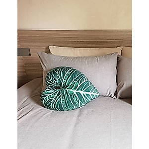 HOFFENDER Leaf Pillows Plant Pillows for Bedroom, Living Room and Patio Green Throw Pillows (Anthurium Regale)