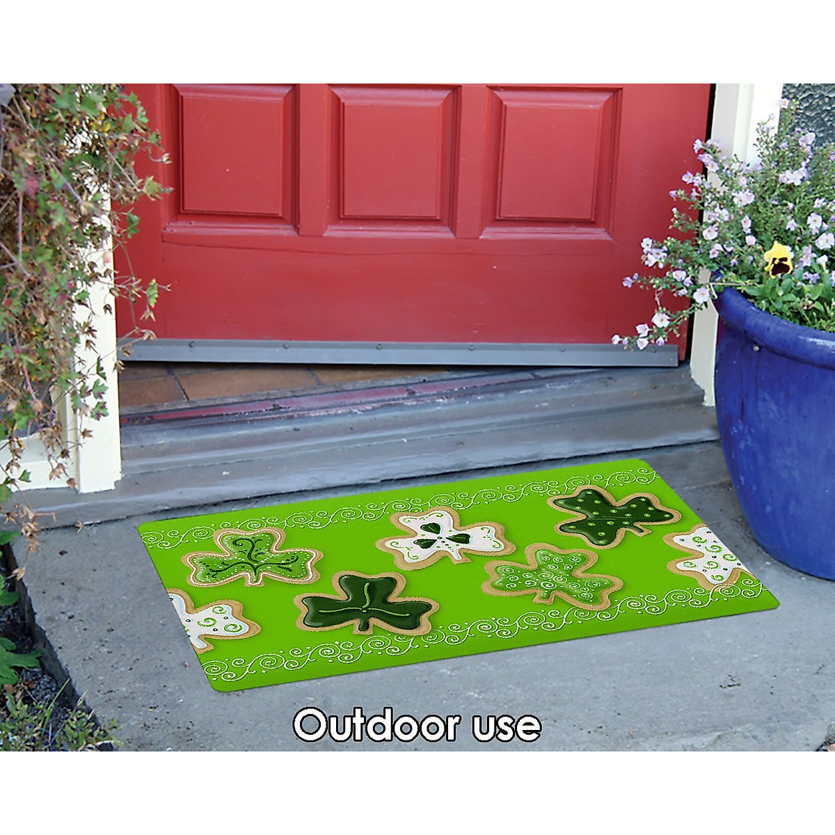 Toland Home Garden 800212 Shamrock Cookies St Pats Door Mat 18x30 Inch Spring Outdoor Doormat for Entryway Indoor Entrance