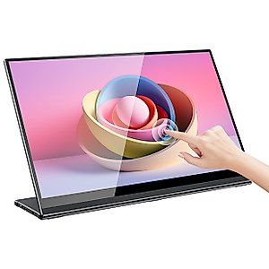 Portable Monitor Touchscreen-15.6 Inch Auto-Rotating FHD HDR FreeSync Frameless Eye Care USB-C Computer Display with Kickstand Type-C HDMI Speakers for Laptop PC Phone Mac Surface PS4 PS5 Xbox Switch