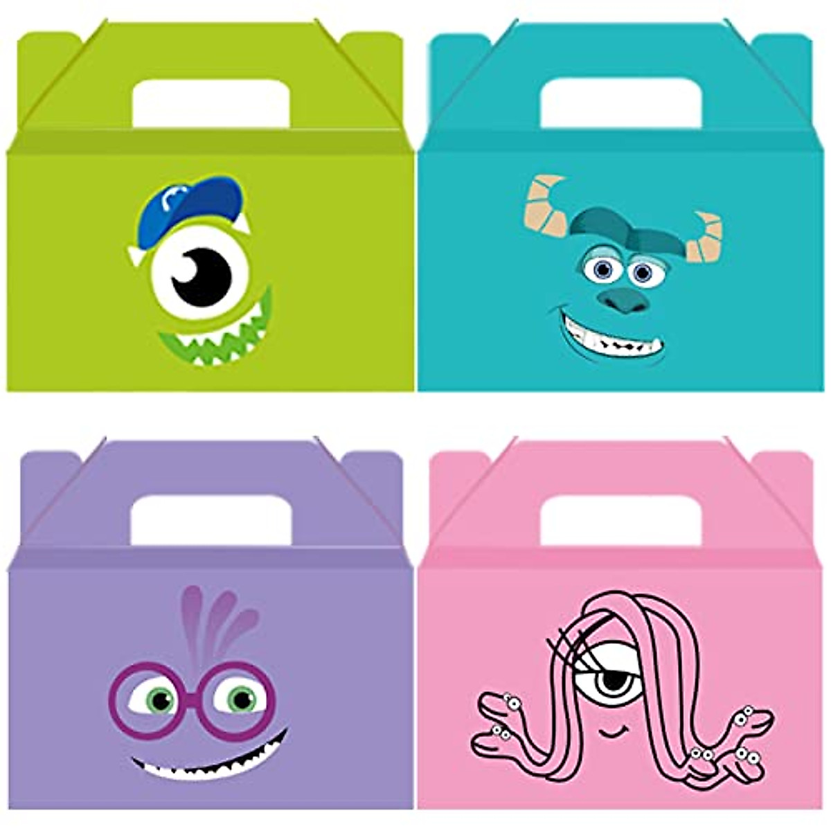 Monster Inc Treat Boxes Little Monster Candy Boxes Cardboard Present Boxes 16 Pcs 4 Style for Monster Inc Birthday Party Decorations