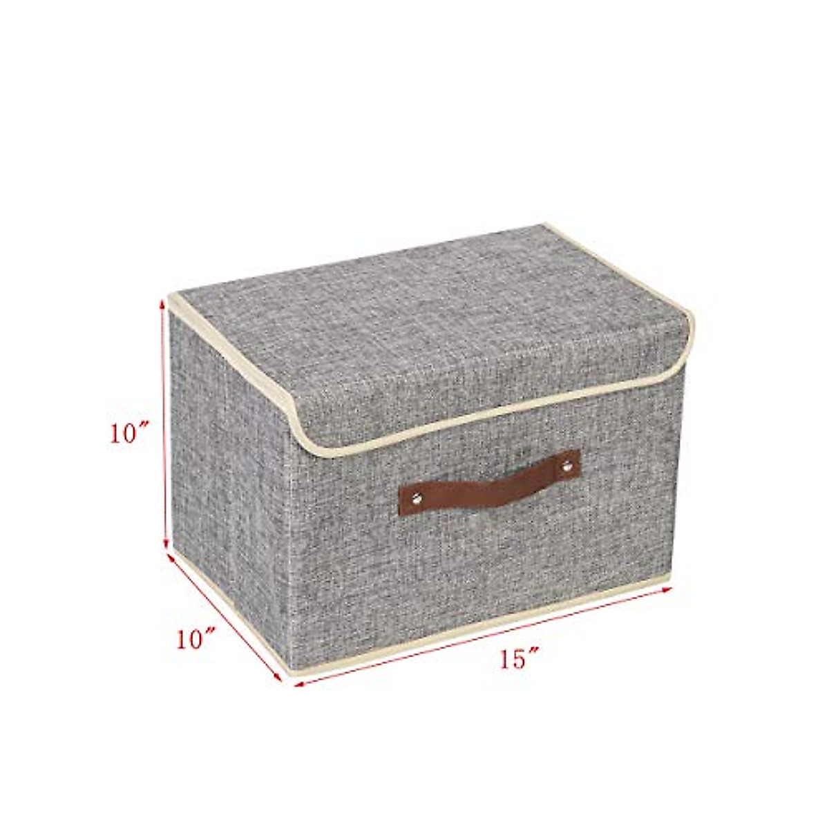 YELAIYEHAO Storage Bins Set, Pack of 2 Foldable Storage Box Cube with Lids and Handles Fabric Storage Basket Bin Organizer Collapsible Drawers Containers (Grey, 15"X10"X10")