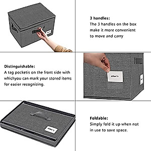 DOVAMY Large Storage Bins with Lids, Foldable Decorative Storage Boxes, Shelf Organizer for Closet, Storage Baskets, 15.7”L x 11.8”W x 9.8”H, Dark Gray BDR0301