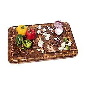 Lipper International 1260 Acacia Supreme End Grain Cutting and Carving Board with Juice Groove, 24" x 16" x 1"