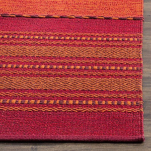 SAFAVIEH Montauk Collection 6' x 9' Orange / Red MTK215A Handmade Flatweave Cotton Area Rug