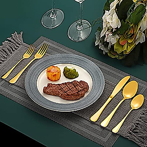 Gold Silverware Set for 12, Compralo 60 Pieces Stainless Steel Shiny Gold Flatware Set, Gold Cutlery Tableware Set Include Spoons, Forks, Knives for Home and Restaurant