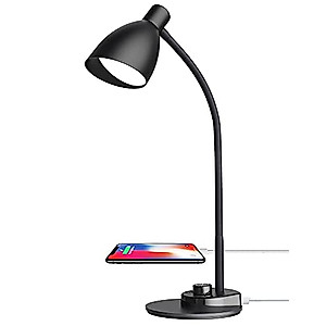 LiFMIRA Small Desk Lamp with USB Charging Port 3 Color Modes Light Induction Smart Auto-Dimming Reading Light CRI 90+ Flexible Gooseneck Desk Lamps for Home Office Dorm Study Room AC Adapter Included