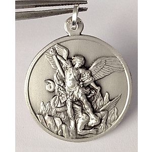 925 STERLING SILVER SAINT MICHAEL THE ARCHANGEL MEDAL - BIG SIZE - MADE IN HIGH RELIEV