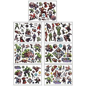 8 Sheets Superhero Temporary Tattoos Stickers for Kids Boys Girls Birthday Party Supplies Favors