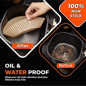 SULLINS 50 Pcs Air Fryer Liners, Disposable Paper Liner for 2.7 to 4.5 Qt Basket, 6.3-inches Air Fryer Parchment Paper for Air Fryer Basket, Unbleached, Non-stick, Oil-proof Round Air Fryer Liners