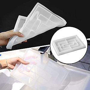 Large Resin Molds Silicone, Large Tray Molds for Resin Casting Cool Rolling Tray Epoxy Silicone Molds Easy to Release,Rectangle Resin Casting Molds with Edges