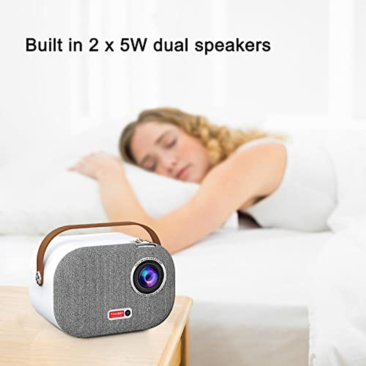 Projector, 100 to 240V Remote Control 5G 2.4G WiFi 300 ANSI Lm HDR Compatible Portable Projector for Tablets for Computers (US Plug)