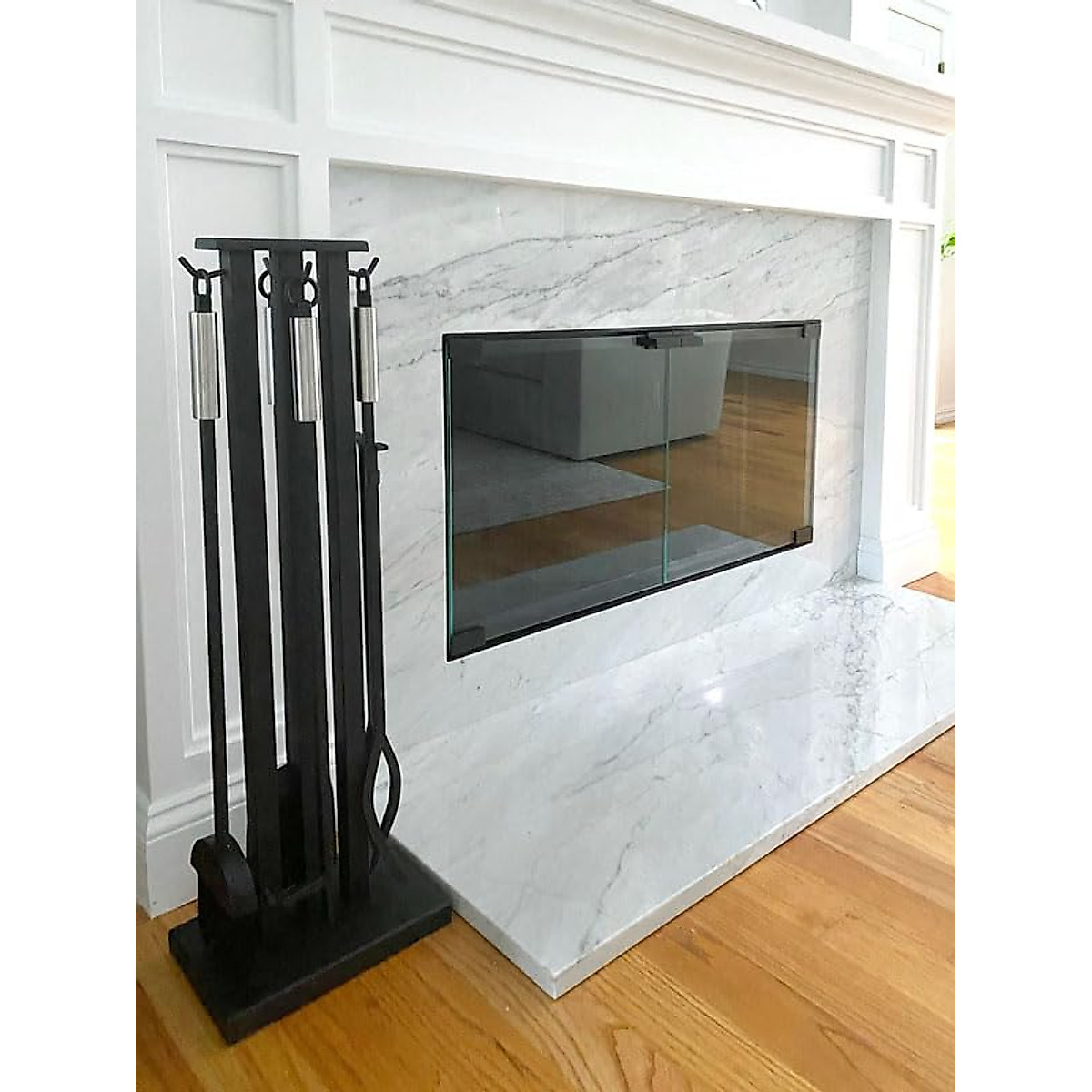 Pilgrim Home and Hearth 18039 Contemporary Fireplace Tool Set, 32" H, 22 Lb, Matte Black with Brushed Steel Handles