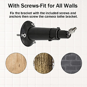 (Metal 2 Pack) 360 Degrees Adjustable Security Wall Mount for Ring Stick Up Cam/Ring Indoor Cam/Wyze Cam/Eufy Cam/Arlo Cameras, Fits All Cameras with Standard 1/4 Threaded Holes-Black