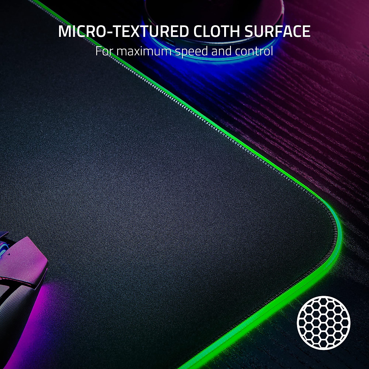 Razer Goliathus Chroma 3XL Gaming Mouse Pad: Micro-Textured Cloth Surface - Large to Cover Desk Setup - Chroma RGB - Optimized for All Sensitivity Settings and Sensors - Non-Slip Rubber Base