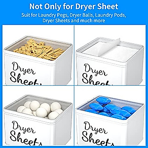 RuiNuyoah Farmhouse Metal Dryer Sheets Holder with Lid for Laundry Room Decor and Accessories, Modern Dryer Sheet Container for Storage and Organization, Large Dryer Sheet Dispenser White