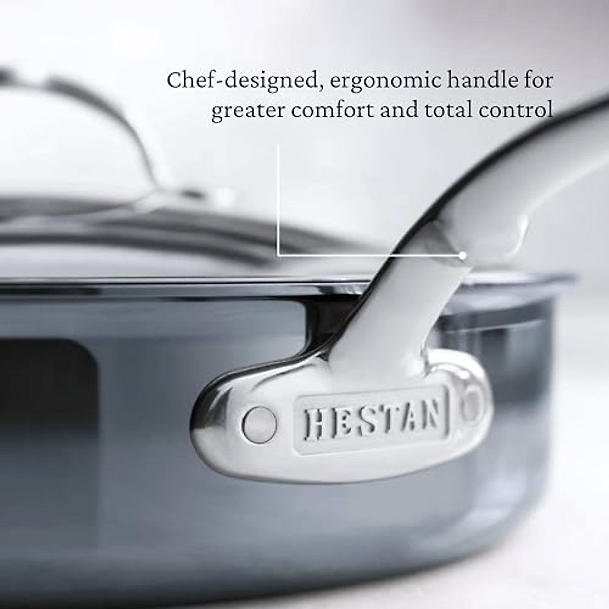 Hestan - NanoBond Collection - Titanium Stainless Steel 3.5-Quart Sauté Pan with Lid - Toxin, PFAS, & Chemical Free Clean Cookware, Induction Cooktop Compatible