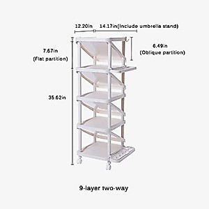Multi-Layer Rolling Wheel Cart Shoe Rack 9-Layer Two-Way for Kitchen Home Office Craft Garage Salon Shoe Cabinet（ 90x36cm ） Ventilated