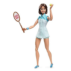 Barbie Inspiring Women Series Billie Jean King Collectible Doll, Approx. 12-in, Wearing Tennis Dress and Accessories, with Doll Stand and Certificate of Authenticity