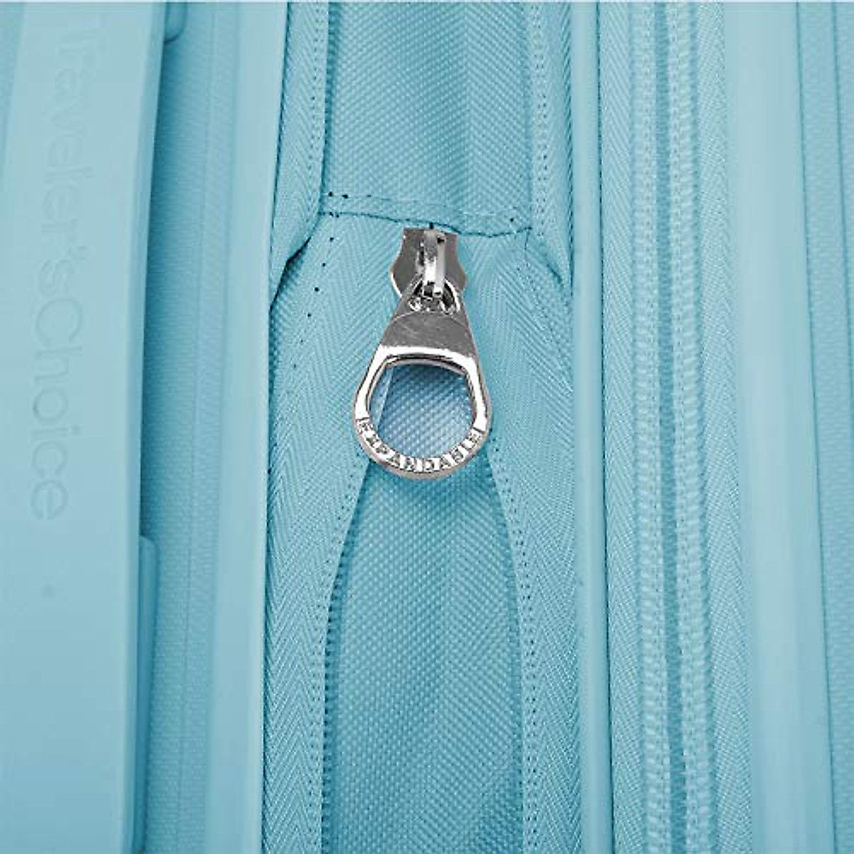 Traveler's Choice Pagosa Indestructible Hardshell Expandable Spinner Luggage, Baby Blue, Checked-Medium 26-Inch