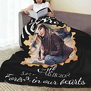 Custom Memorial Throw Blanket - in Loving Memory Photo Blanket for Loss of Mom Dad Grandma Son Daughter - Remembrance Gifts - Personalized Memorial Gift