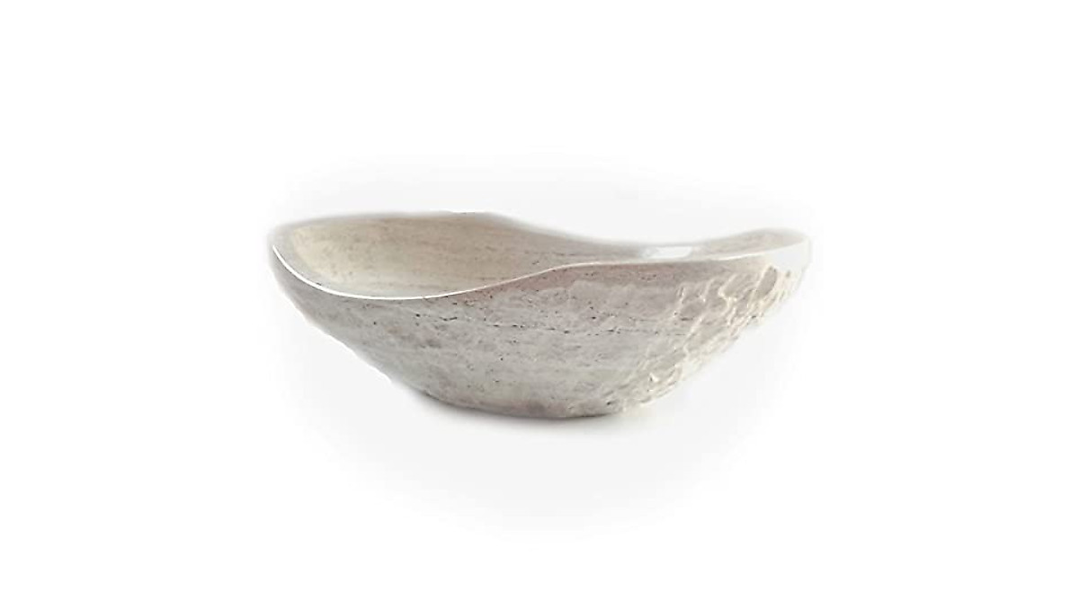 EDUPET Tan Travertine Stone Vessel Sink - Oval Canoe Shape