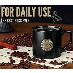 Onebttl Boss Gifts Coffee Mug for Men, Ceramic Mug with Golden Badge, 15oz/450ml Mug for Boss Day, Christmas, Retirement - Man Myth Legend