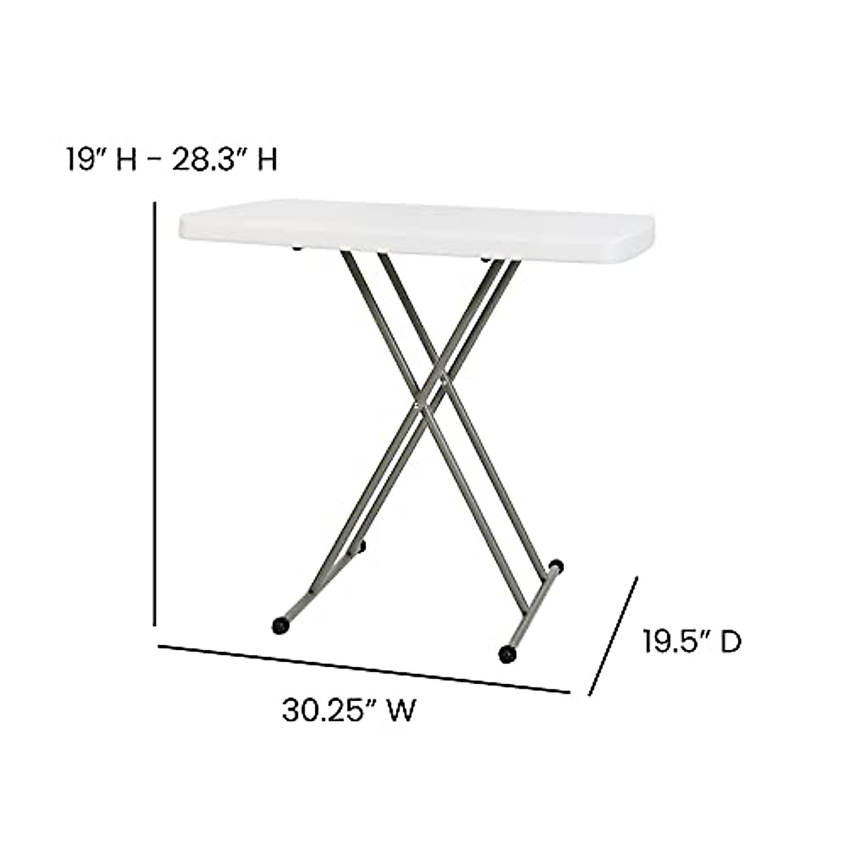 Flash Furniture Folding Table - Granite White - Height Adjustable - 30 Inch - TV Tray - Commercial Grade Laptop Table