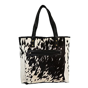 Bonanza leathers cowhide leather large tote bag women's handbag with zipper closure 507 (Black)