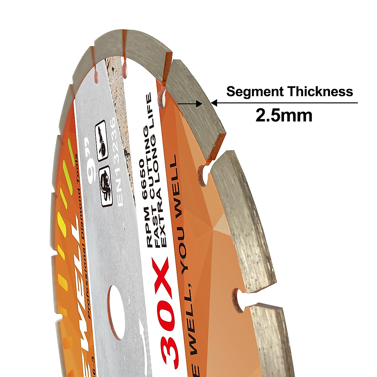 FEWELL 9 Inch Diamond Blade, Segmented General Purpose Blade Dry/Wet Cutting Concrete, Masonry, Brick, Block，Stone (3 Packs)