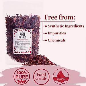 Dried Rose Petals | Edible, Food Grade Red Petals for Cooking and Tea | Suitable for Soap Making, Infused Oils, Lipgloss, Bath Bombs, Bath, Wedding Confetti | 4 oz by Better Shea Butter