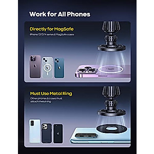 Lamicall Fits MagSafe Car Mount – [20 Super Magnets] Magnetic Car Phone Mount, Air Vent Cell Phone Holder Clip, MagSafe Accessories for iPhone 14 13 12 Pro Max Plus Mini & MagSafe Case & All Phones