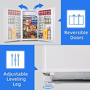BANGSON Mini Fridge with Freezer, 3.2Cu.Ft, Single Door Small Refrigerator, Energy-Efficient, Low Noise, Mini fridge for Bedroom Dorm and Office, White